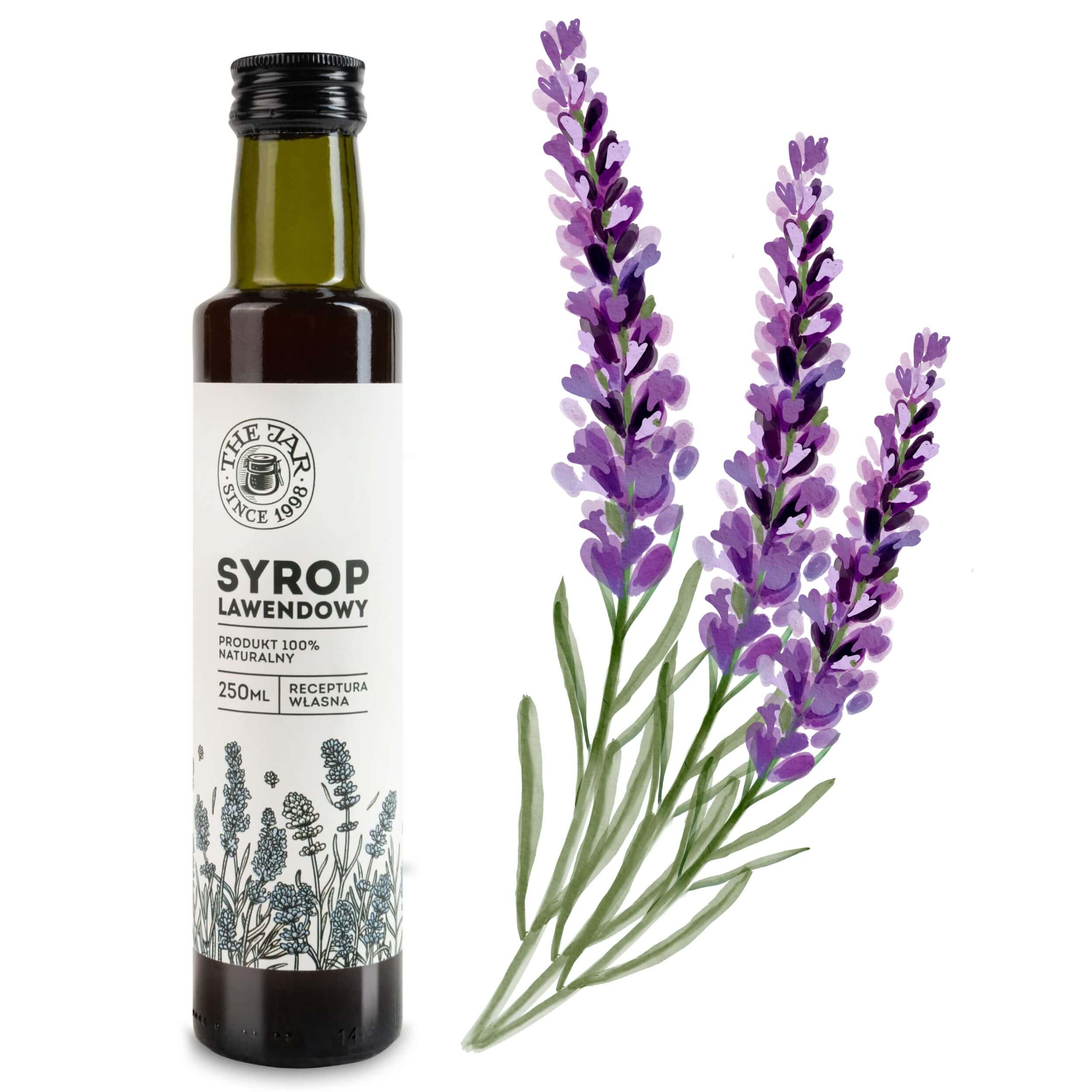 Syrop lawendowy 250 ml The Jar z cukrem trzcinowym - Syropy - Green Touch